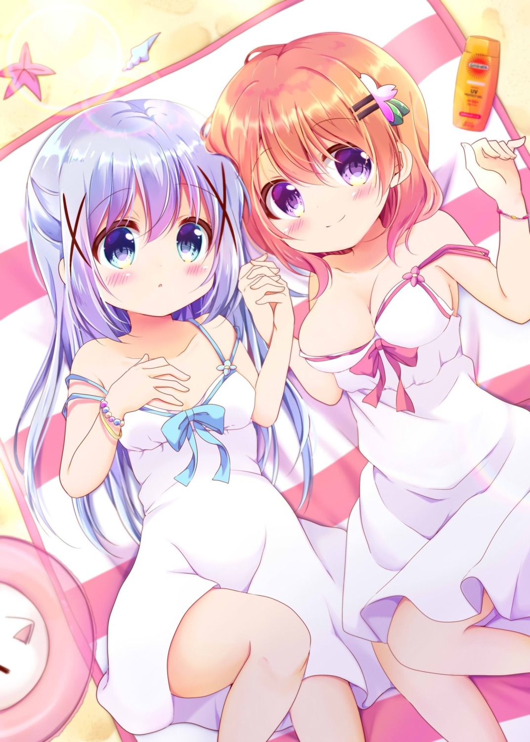 kiyo (yamazoe1122) gochuumon wa usagi desu ka? hoto cocoa kafuu chino breast hold cleavage dress ...